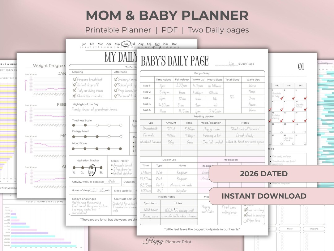 Mom and Baby Parenting Planner for Mom Planner Printable 2026 Dated ...