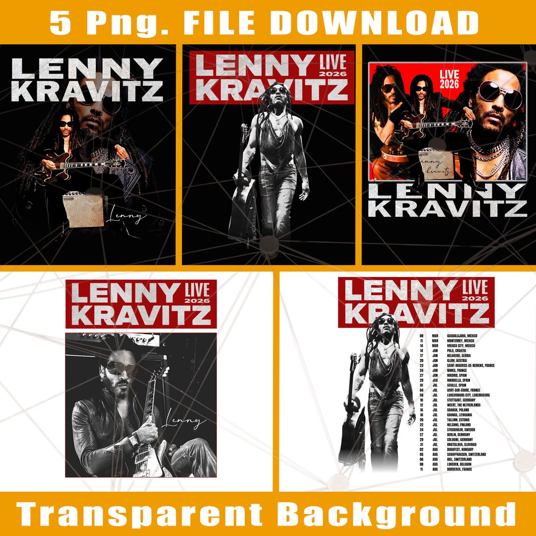 Bundle 5 PNG File Lenny Kravitz PNG File, Lenny Kravitz Tour PNG, Rock ...