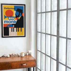 Thelonious Monk Jazz Poster – Mid Century Modern Wall Art, Retro ...
