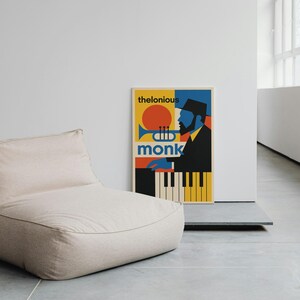 Thelonious Monk Jazz Poster – Mid Century Modern Wall Art, Retro ...