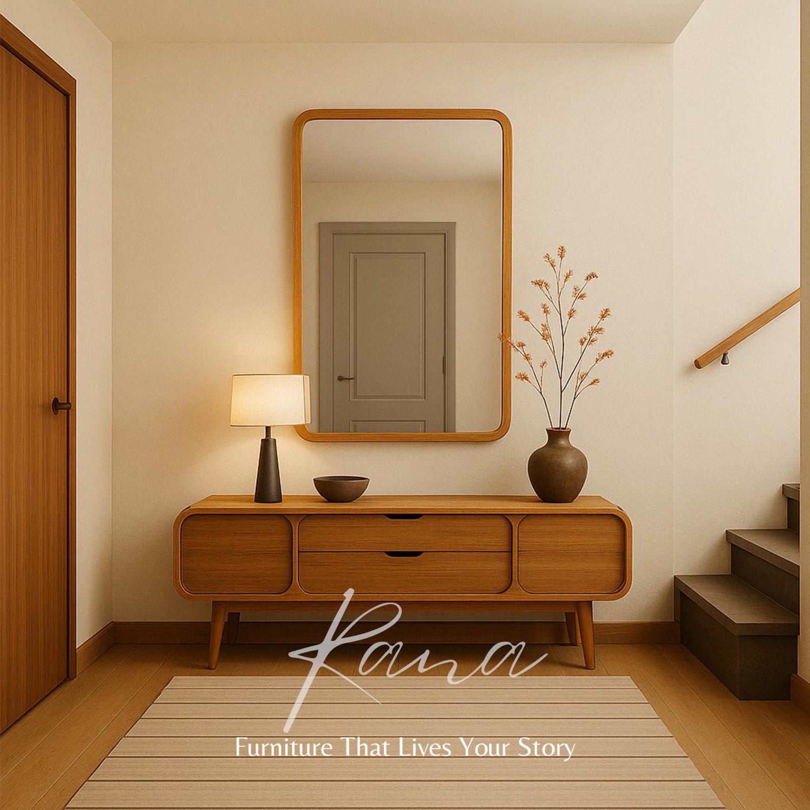 Minimalist Scandinavian Rustic Oak Entryway & Living Room Wall Mirror ...