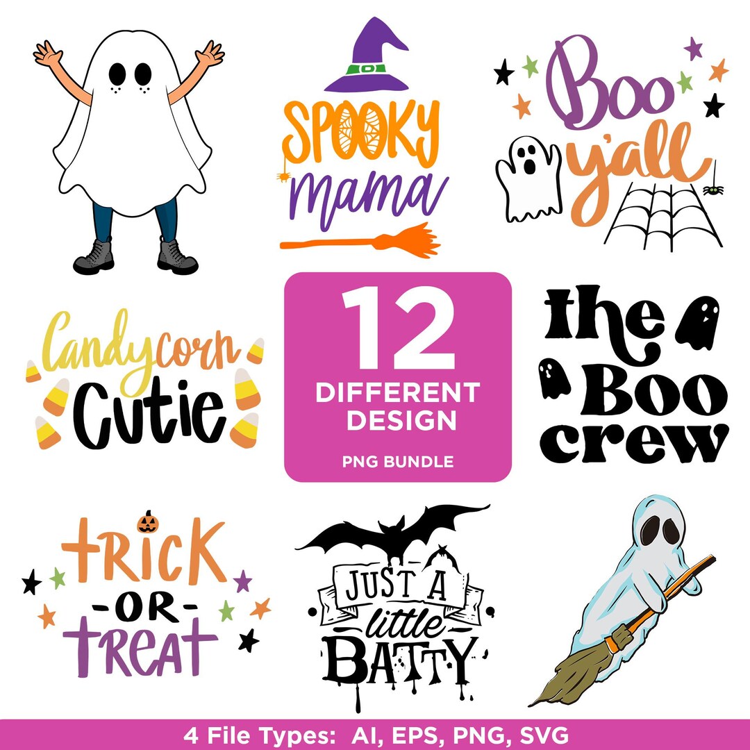 SVG PNG Bundle for Halloween | Ghosts, Pumpkins, Candy Corn, Spooky ...