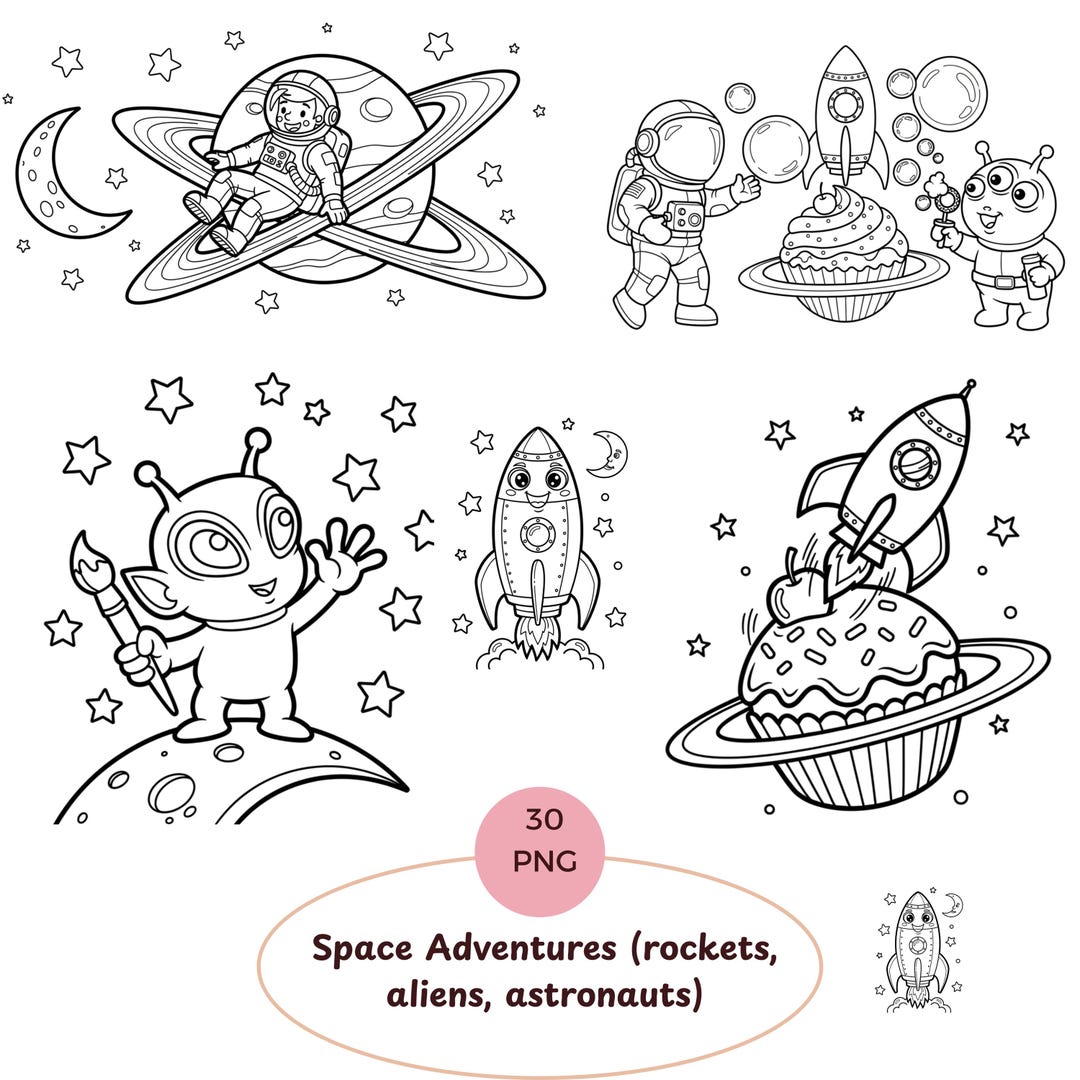 Space Adventures Coloring Book | Rockets, Aliens & Astronauts Coloring ...