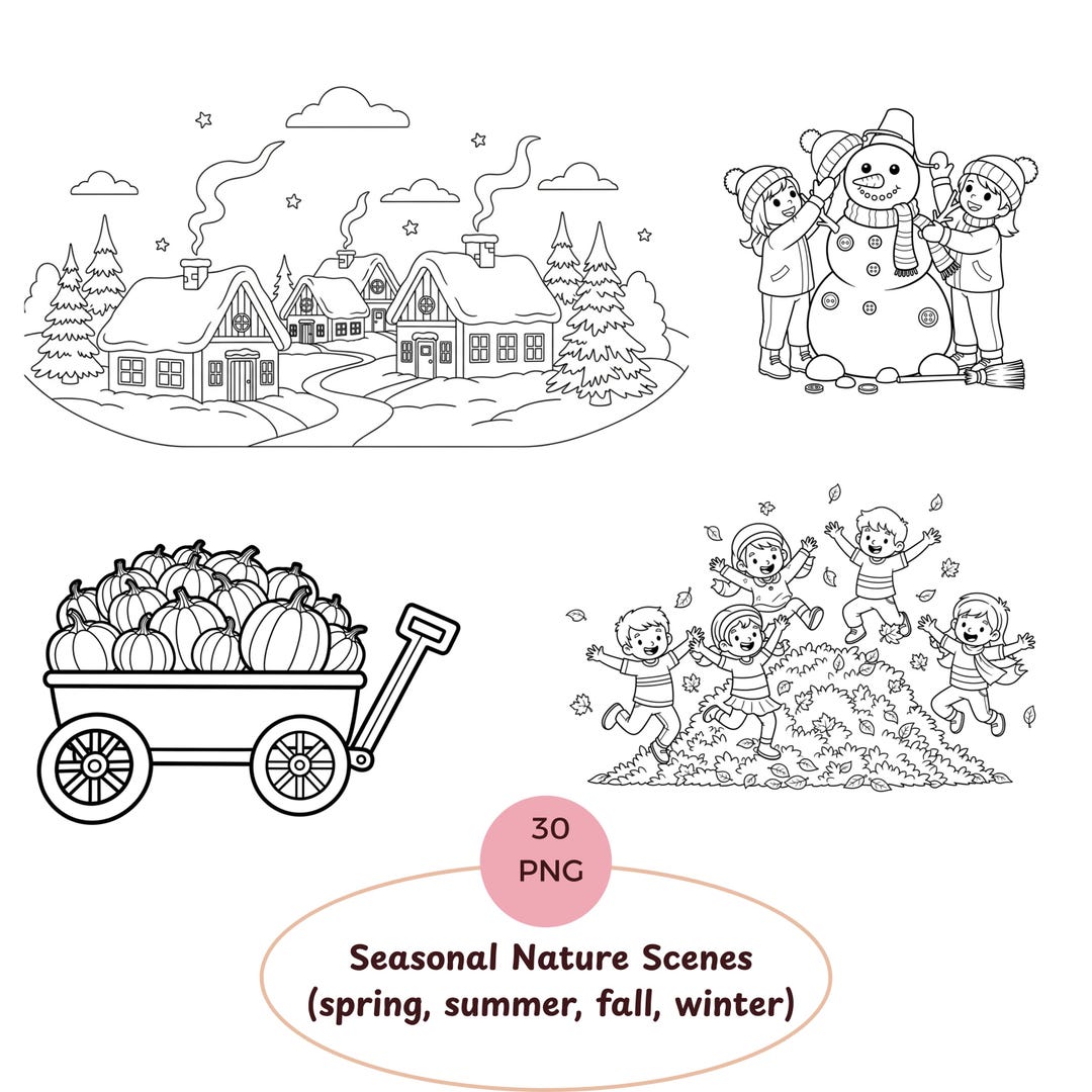 Seasonal Nature Scenes Coloring Book | Spring, Summer, Fall & Winter ...