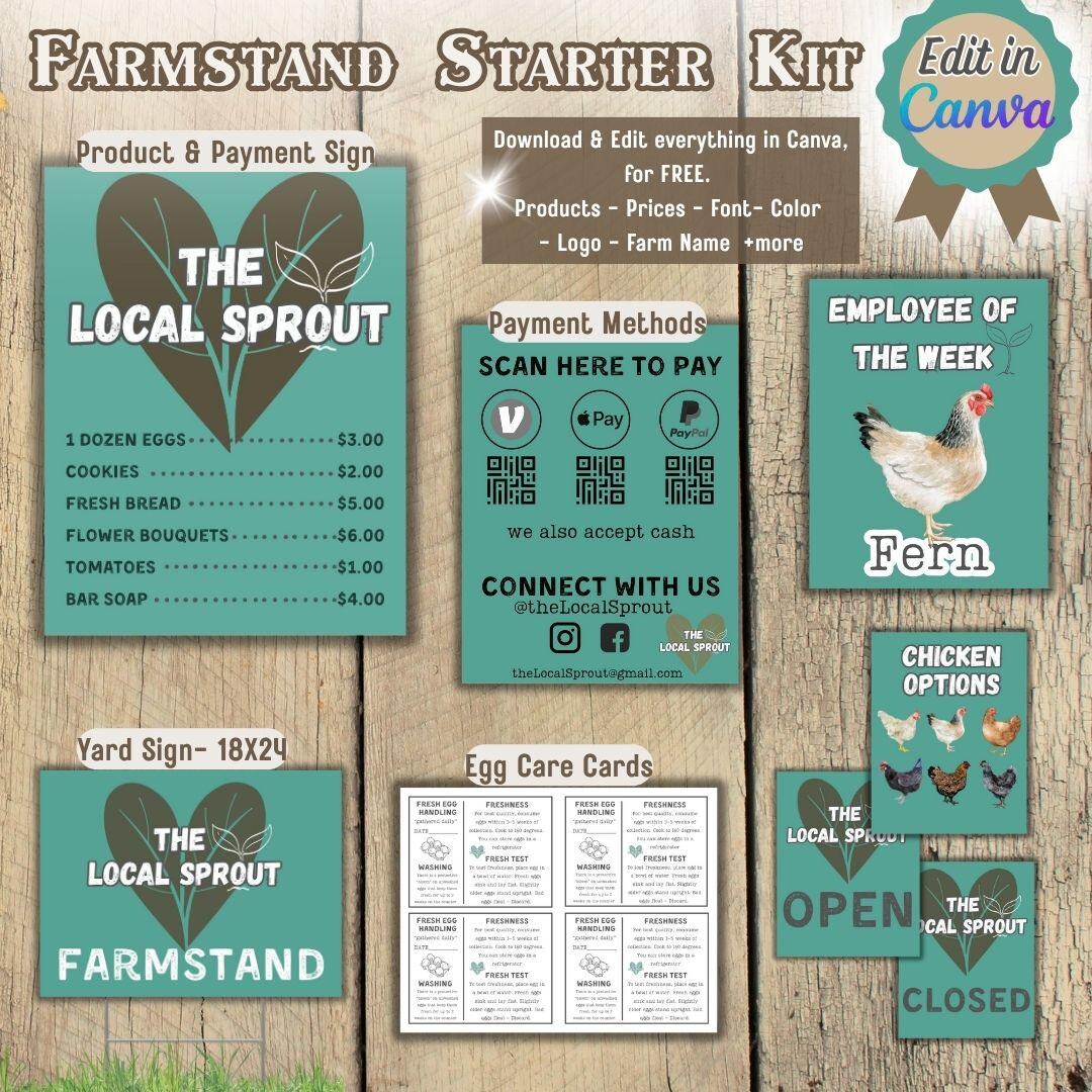 Farm Stand Sign Bundle | Produce Price Tags, QR Code Payment Signs ...