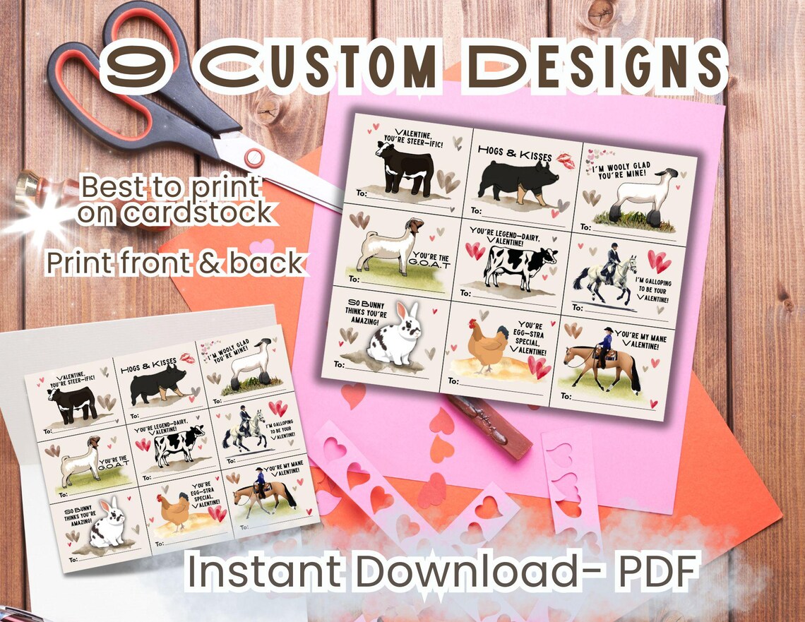 Show Livestock Valentine Cards | Printable 4-H & FFA Valentines for ...