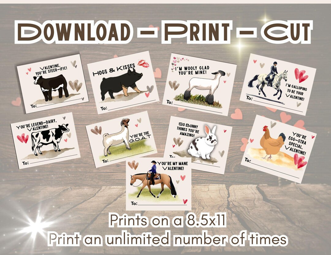 Show Livestock Valentine Cards | Printable 4-H & FFA Valentines for ...