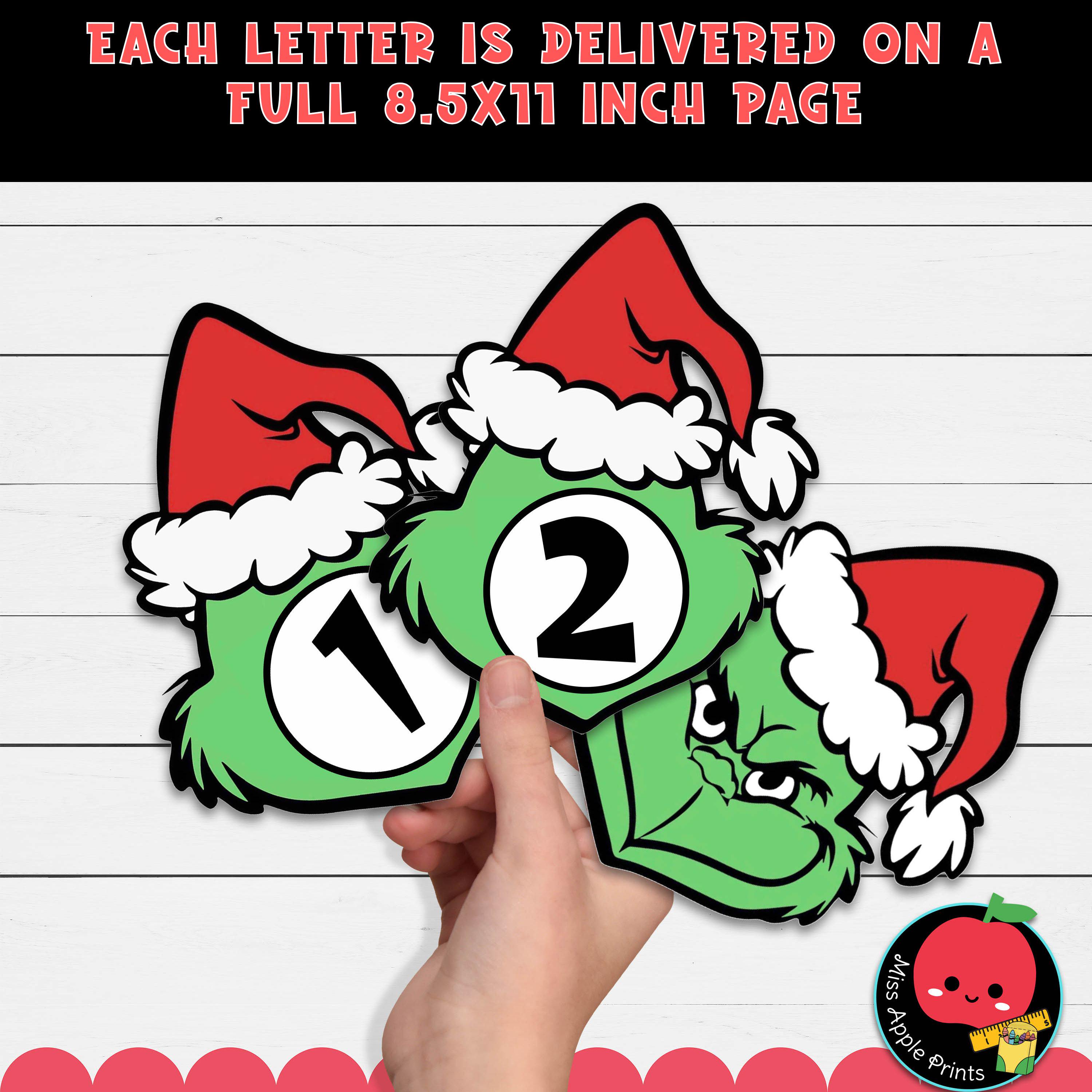 Grinch Bulletin Board Letter, Grinchmas Decor, Christmas Classroom ...