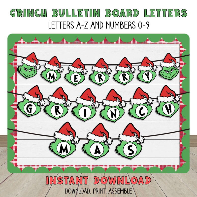 Grinch Bulletin Board Letter, Grinchmas Decor, Christmas Classroom ...