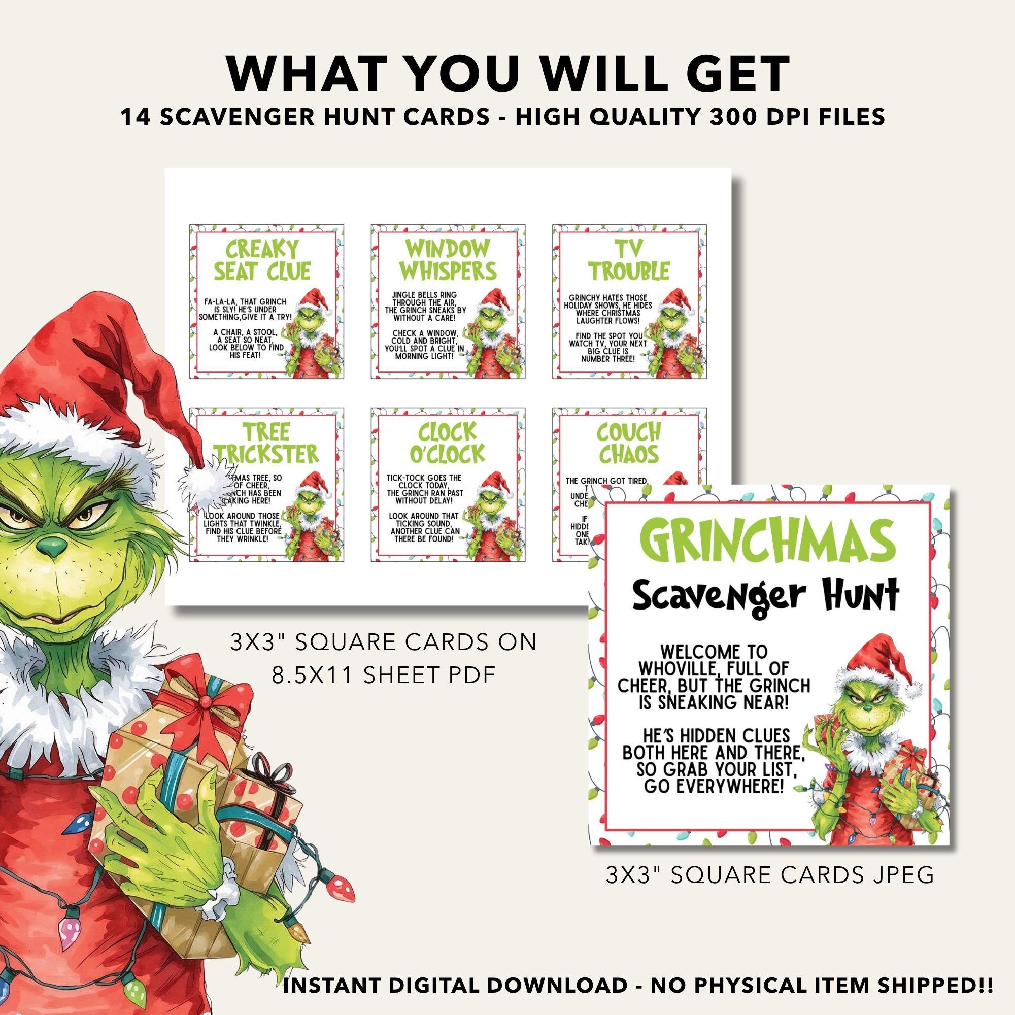 Grinch Scavenger Hunt, Funny Christmas Game for Kids, Printable Indoor ...