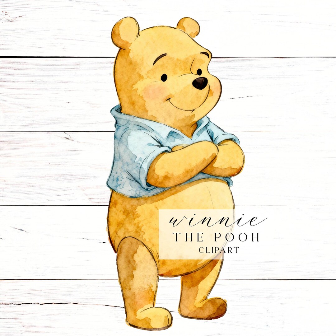 Classic Winnie the Pooh Clipart, Blue Winnie Pooh Design, Instant ...