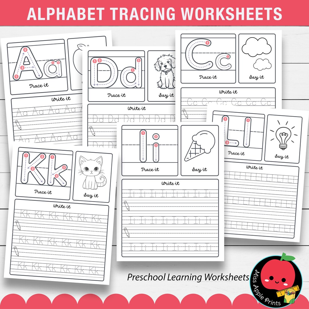 Kindergarten Alphabet Tracing Worksheets – Upper & Lowercase Letters ...