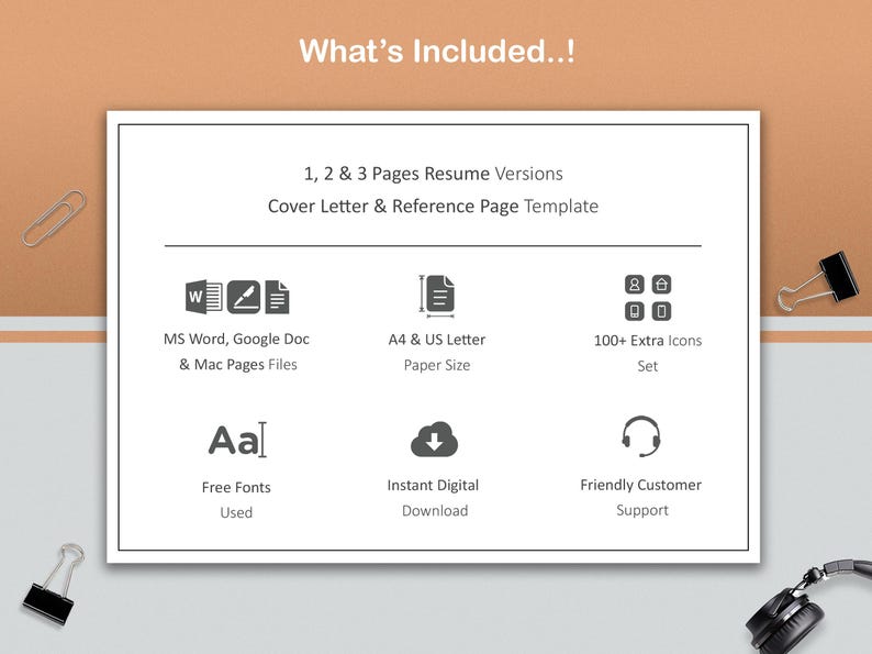 ATS Friendly Resume Template for Microsoft Word, Cover Letter and ...