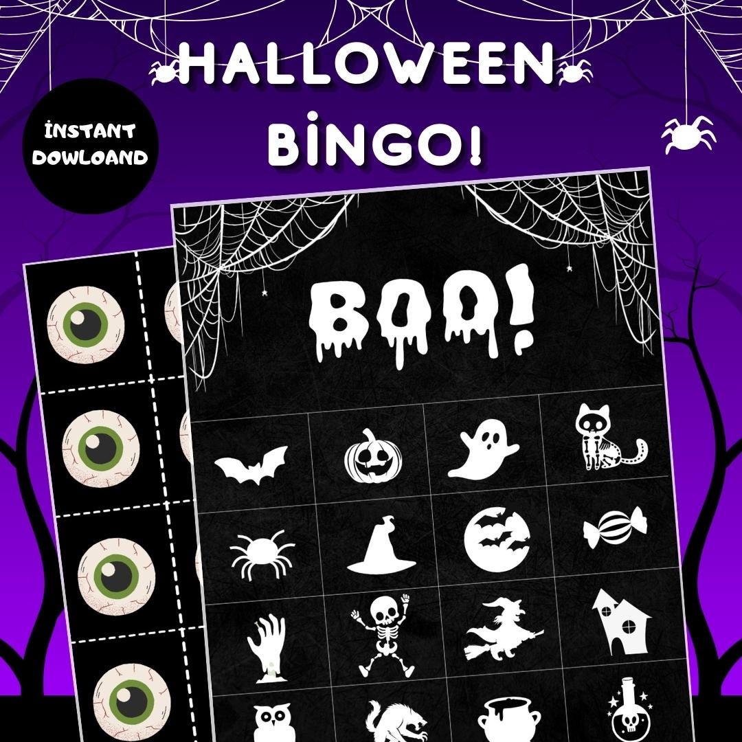 Printable Halloween Bingo Cards: Party Game (digital Download) - Etsy