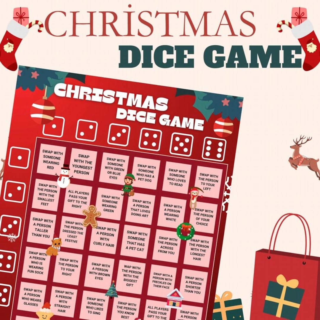 Christmas Party Game | Printable Holiday Dice Game for Family & Friends ...