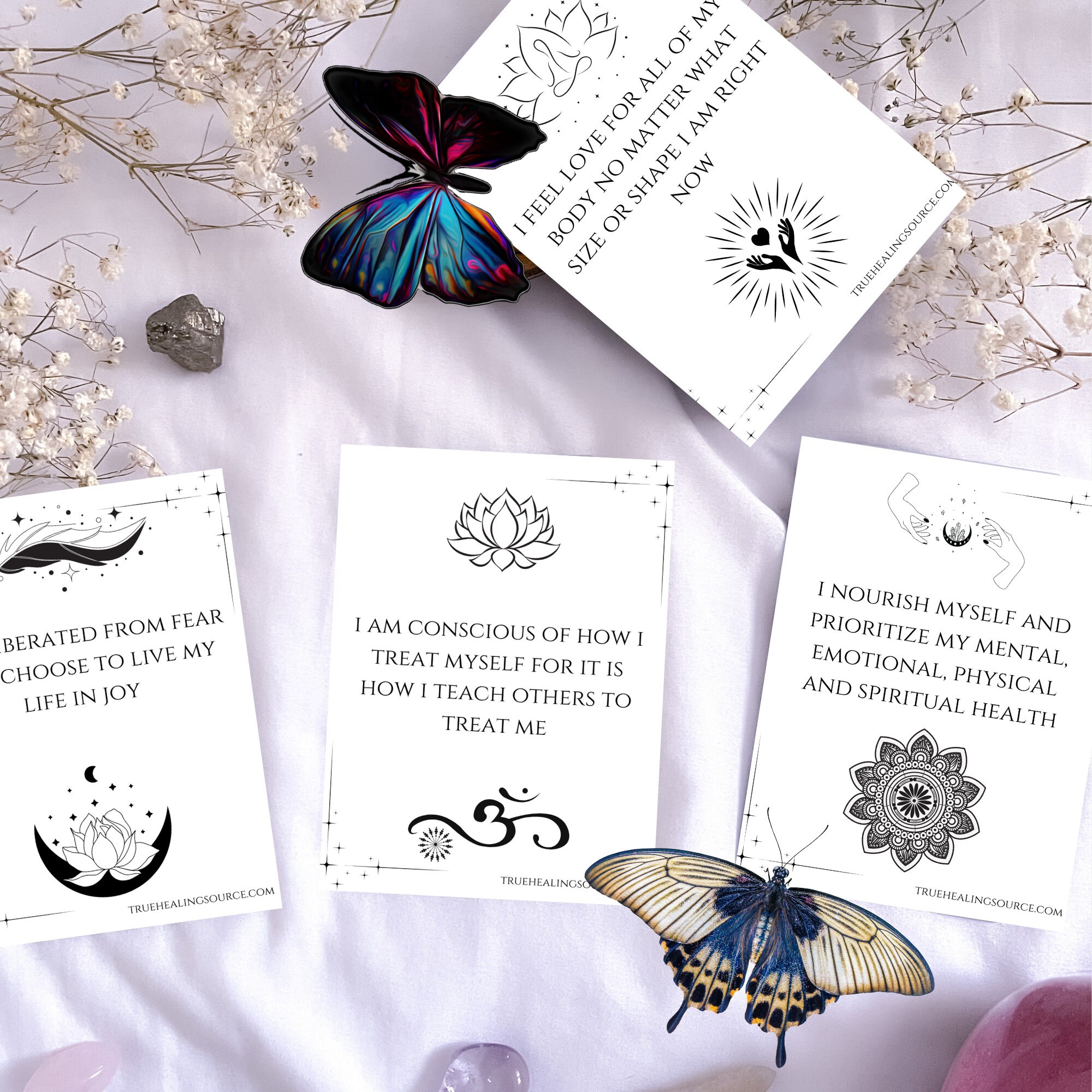 Printable Self Love Cards, 40 Body Positive Affirmations, Self Worth ...