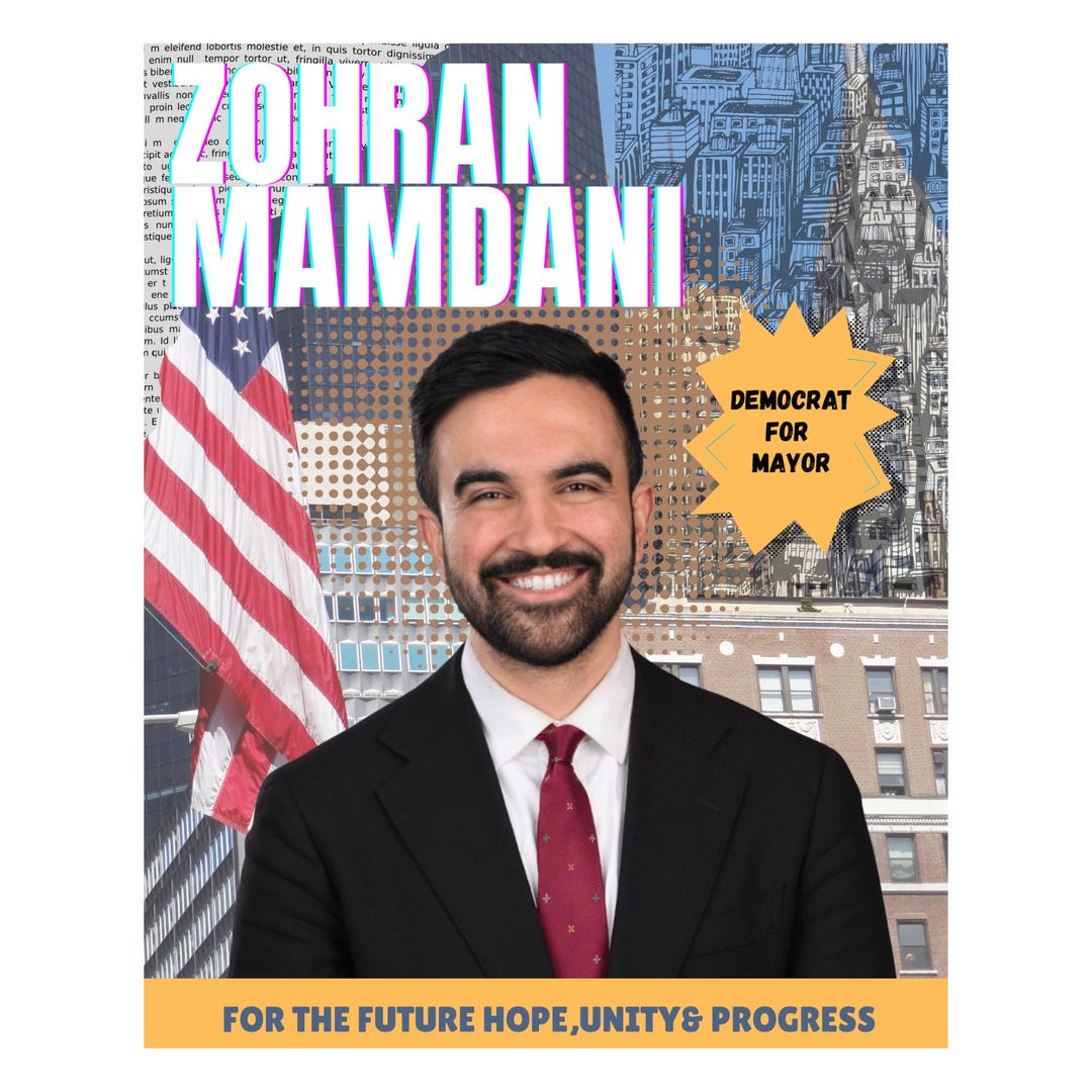 Zohran Mamdani New York NYC Mayor Printable Poster, Political Leader ...