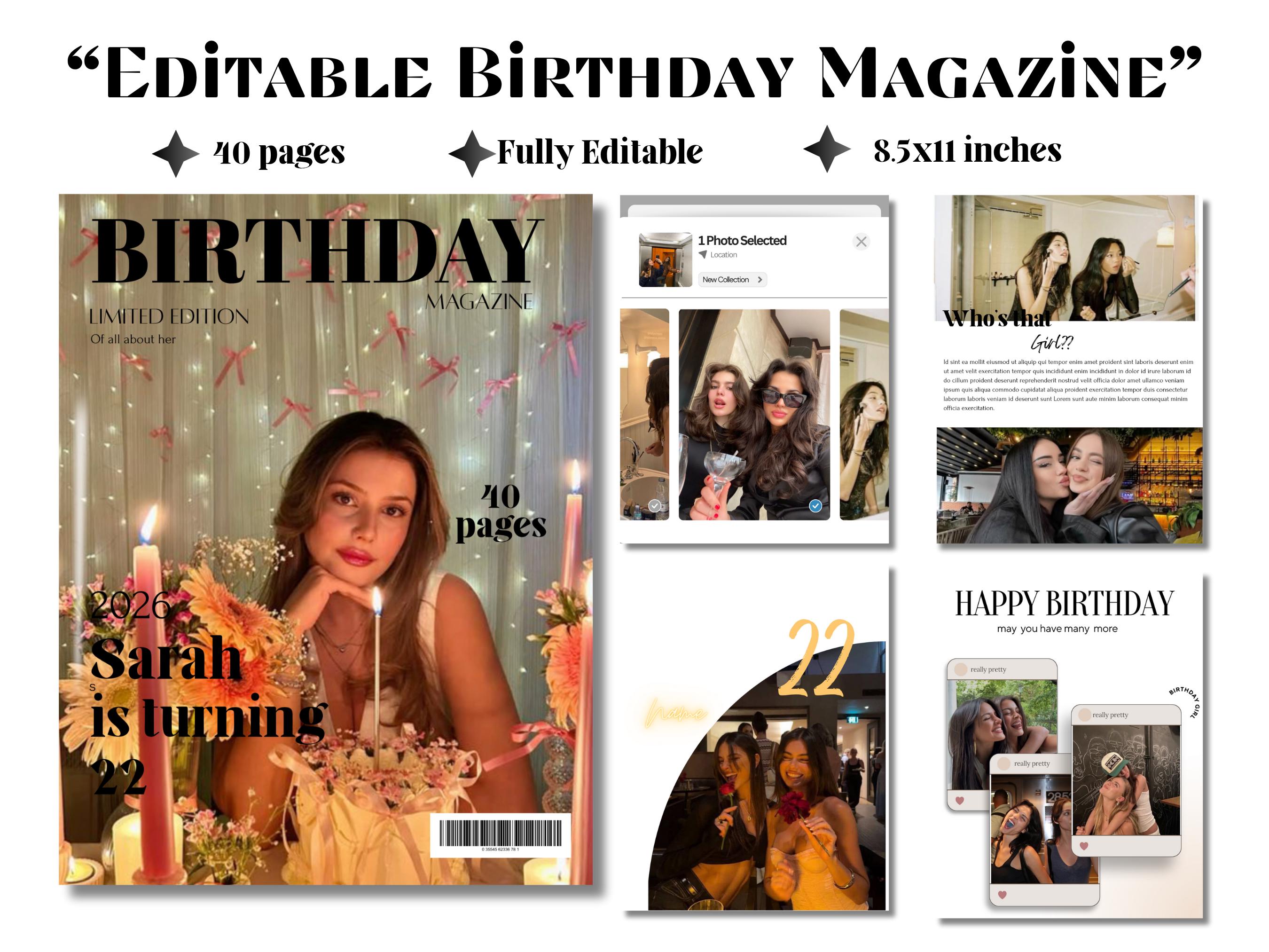 Editable Birthday Magazine Template, Personalized Celebration Gift and ...
