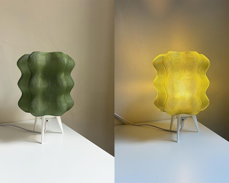 3D Printed Wavy Lamp With in 6 Colors - Pink, Green, Orange, Blue ...
