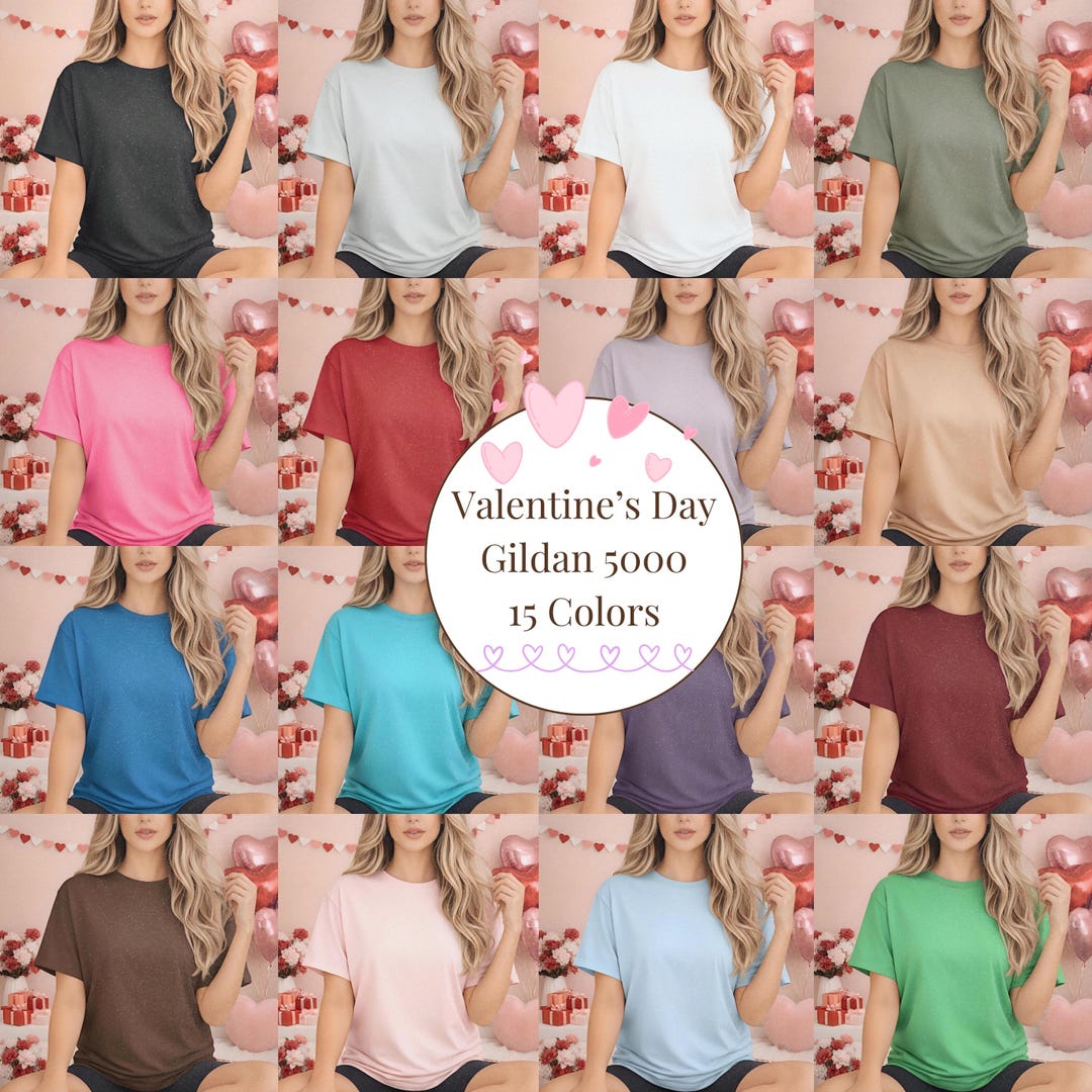 Gildan 5000 Mockup Bundle Valentines Day Tshirt Mock up G5000 Model ...