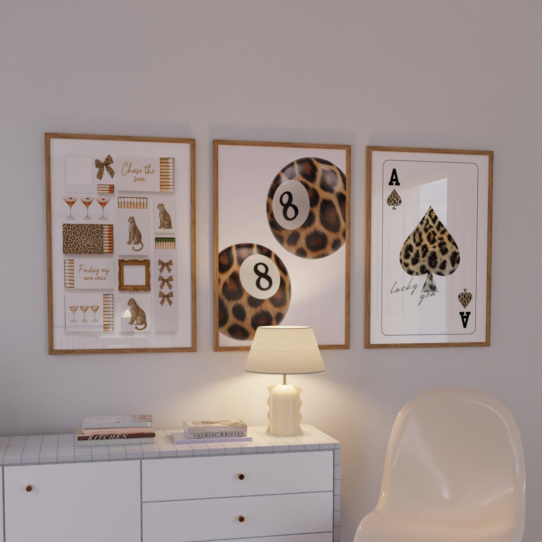 Leopard Matchbox Wall Art Set of 3, Aesthetic Dorm Wall Decor, Trendy ...