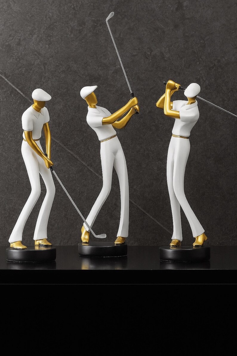 Modern Golfer Figurines: Resin Sports Sculpture, Minimalist Home Decor ...
