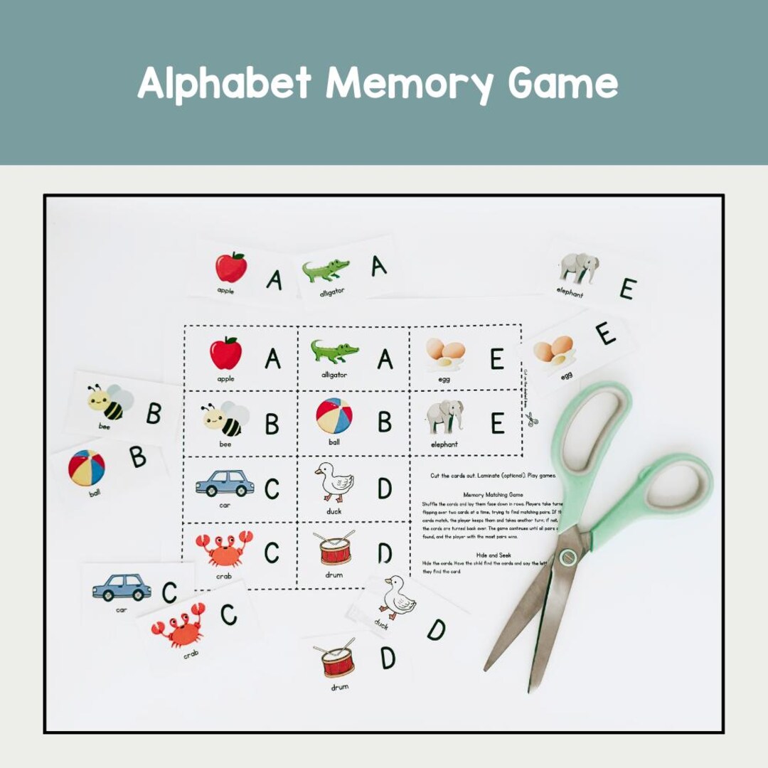 Alphabet Memory Matching Game: Letter Recognition, Phonics (digital ...