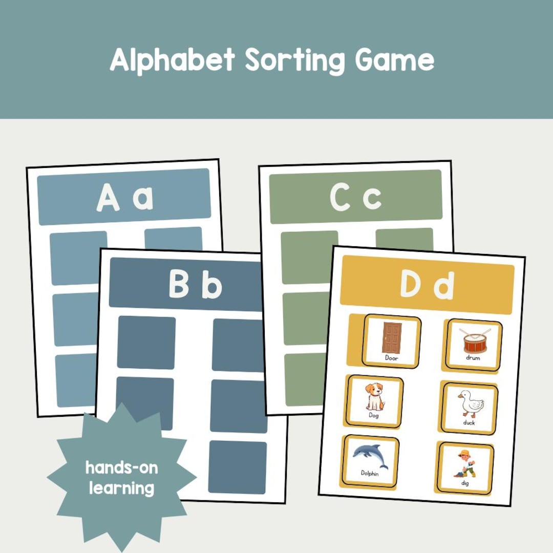 Alphabet Letter & Word Sorting Cards: Phonics Game (printable Digital ...