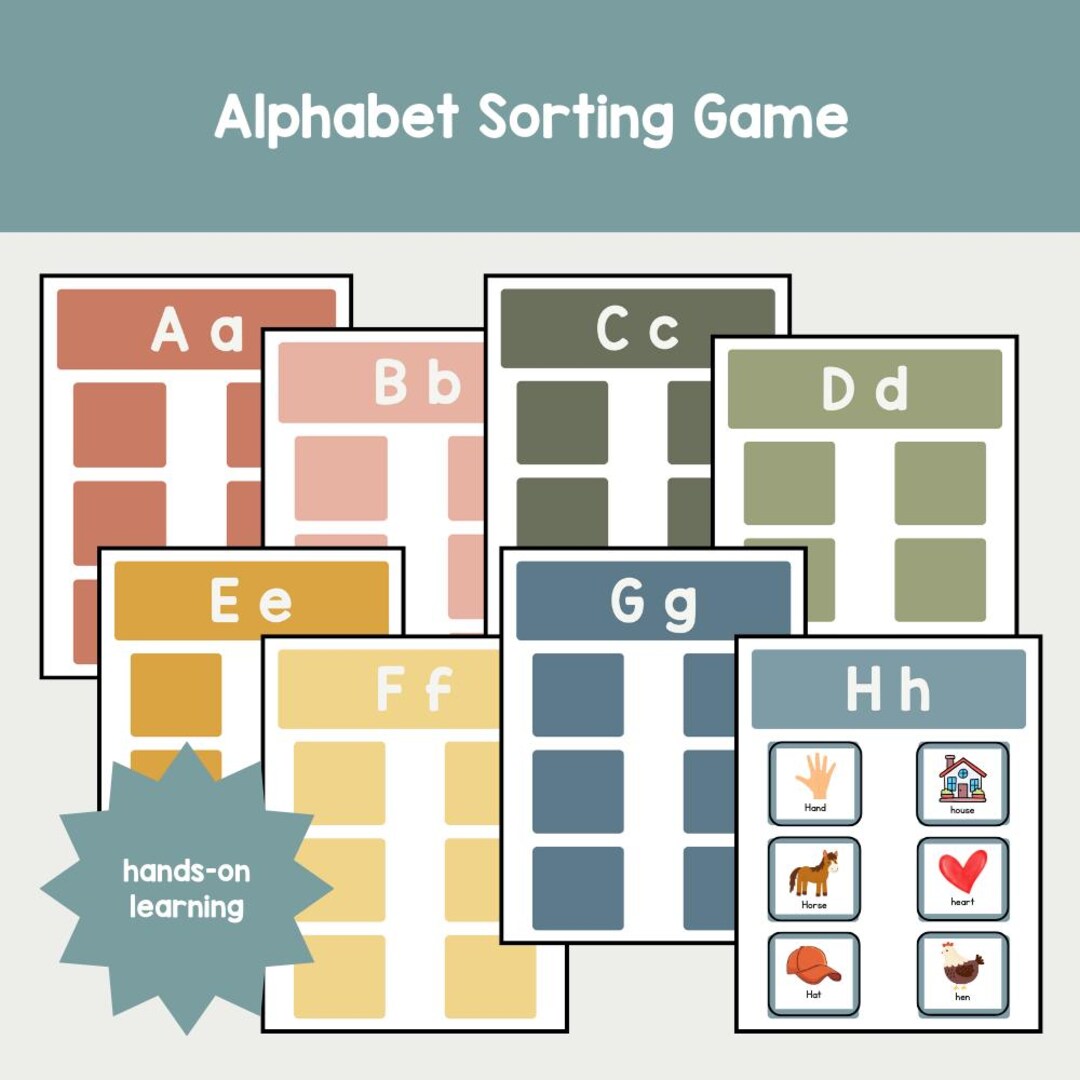Alphabet Letter & Word Sorting Cards: Phonics Game (printable Digital ...