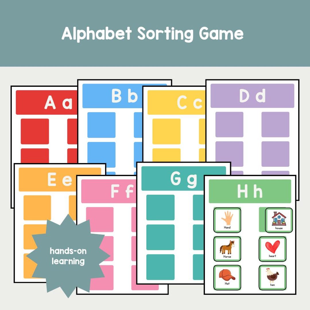 Alphabet Letter & Word Sorting Cards: Phonics Game for Preschool ...