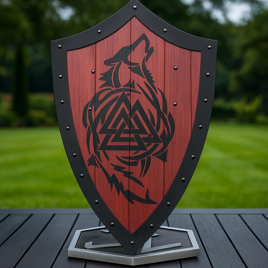 Wolf & Valknut Wooden Shield: Viking Warrior Norse Decor - Etsy