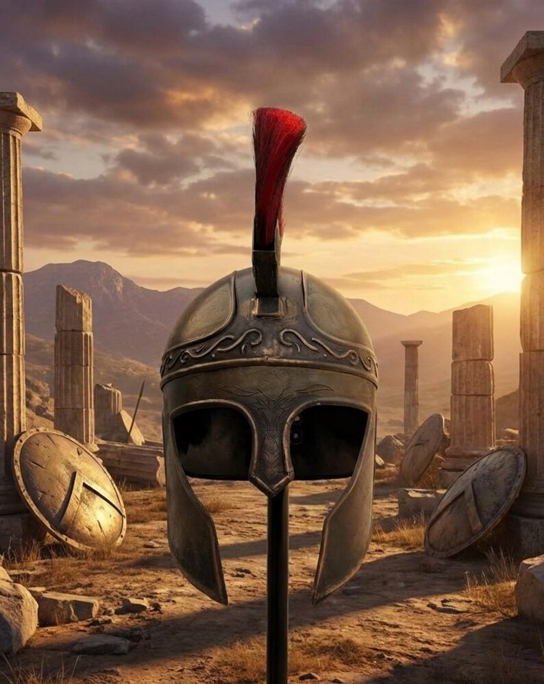 Odysseus Ancient Greek Spartan Helmet With Red Crest | Medieval Warrior ...