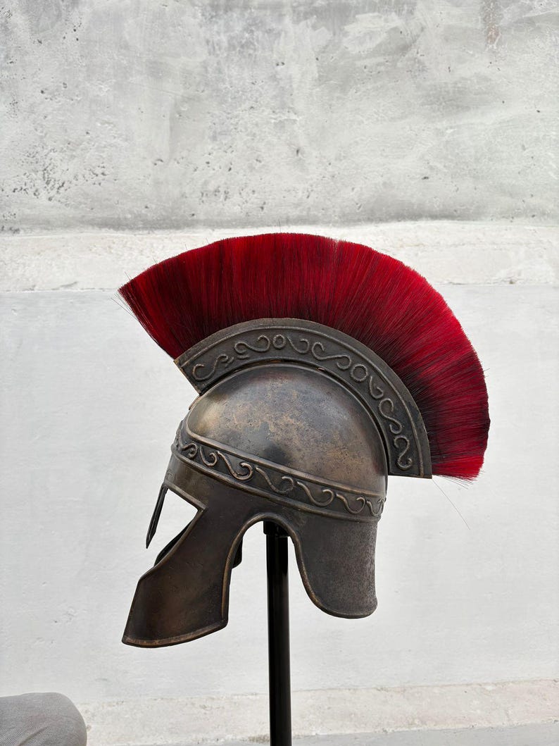 Odysseus Ancient Greek Spartan Helmet With Red Crest | Medieval Warrior ...