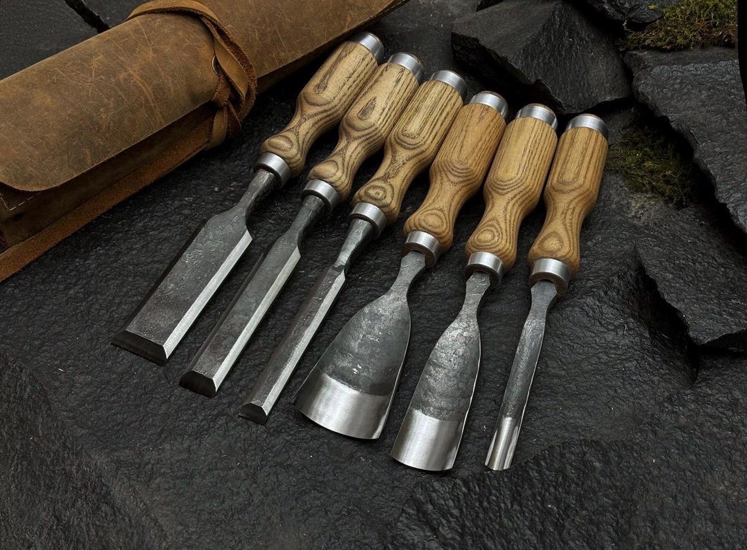 Hand-forged Wood Carving Chisel Set (6 Pcs) With Leather Roll ...