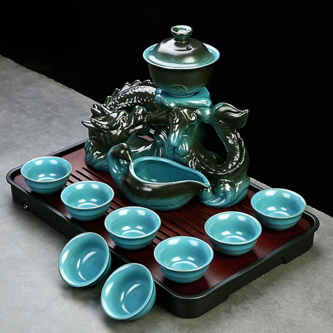 Ceramic Automatic Tea Set | Rotating Water Dispenser Tea Infuser | Anti ...