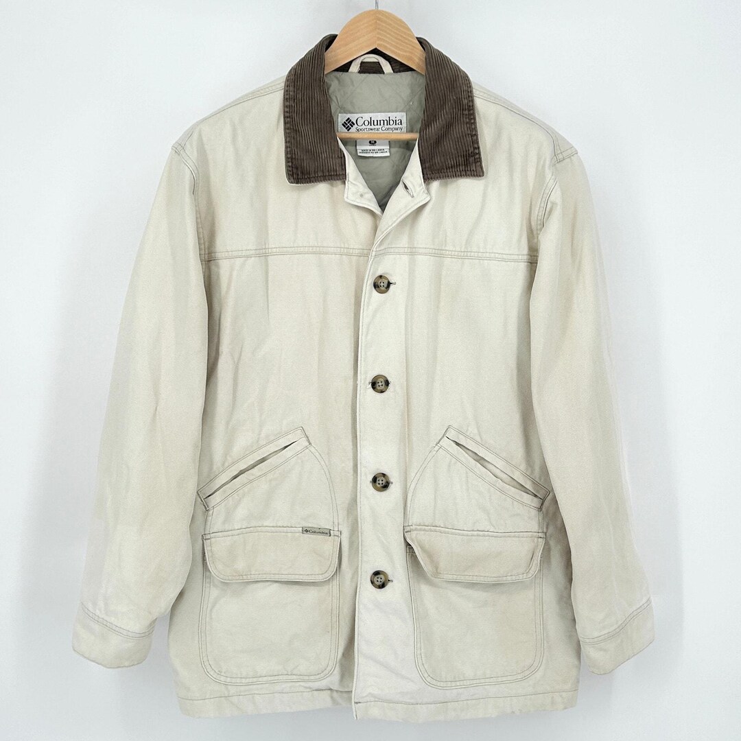 Vintage 90s Columbia Canvas Chore Jacket Men’s Corduroy Collar Barn ...