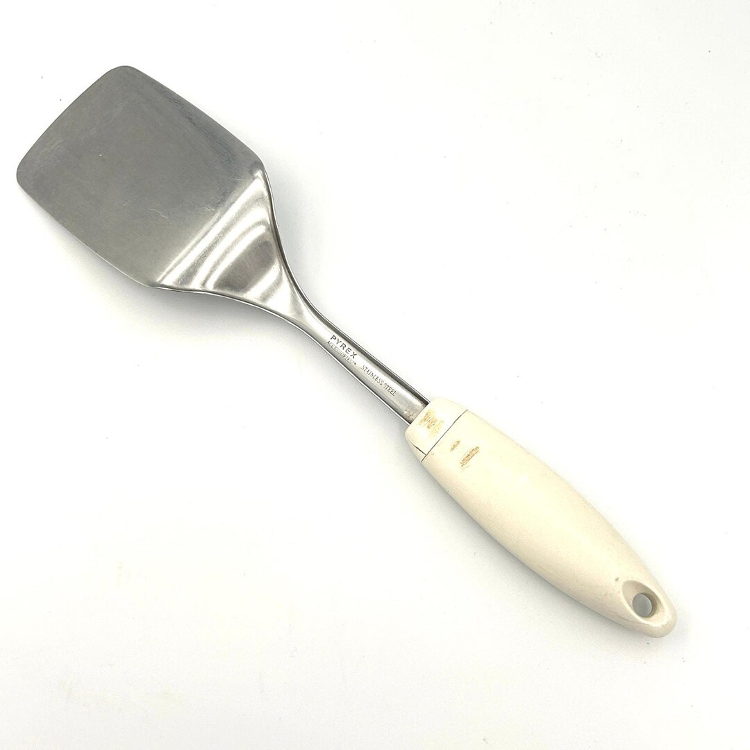 Vintage Pyrex Stainless Steel Spatula Turner Flipper White Silver 13.25 ...