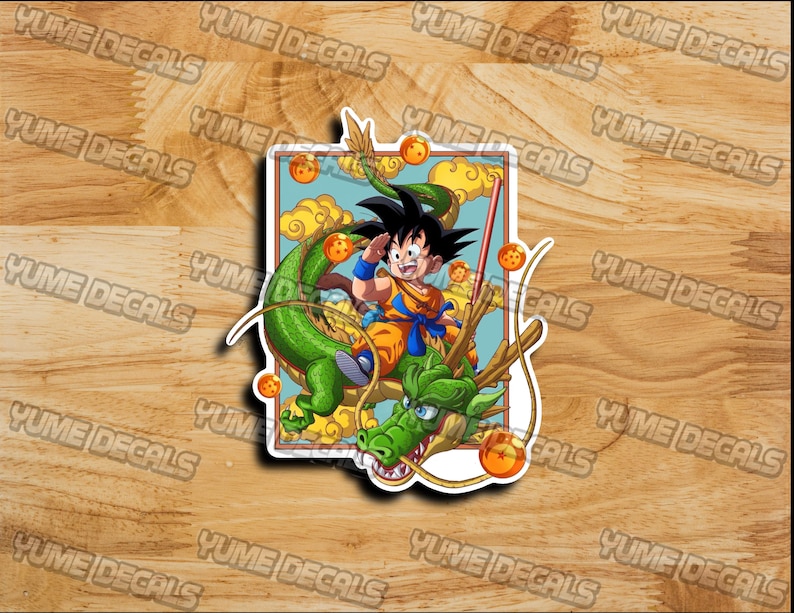 Young Goku and Shenron Sticker 4x4 - Etsy