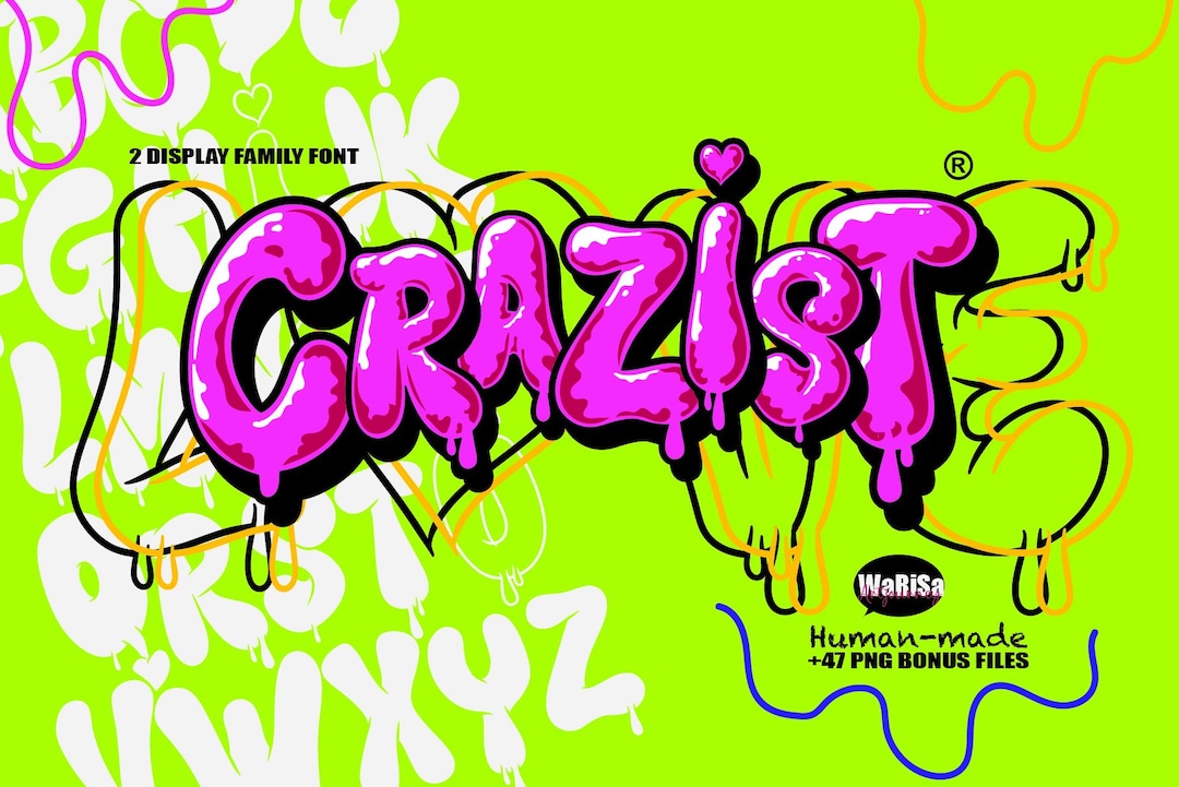 Graffiti Font, Dripping Bubble Letters, Streetwear Typeface (PNG Bonus ...