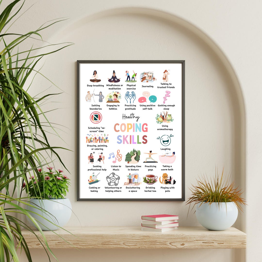 Healthy Coping Skills Poster, Therapy Office Decor, SEL Classroom ...