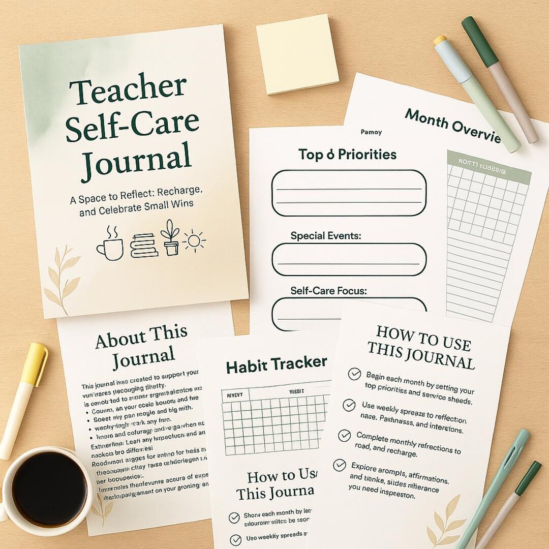 Teacher Self-care Journal | Printable Wellness & Reflection Planner ...
