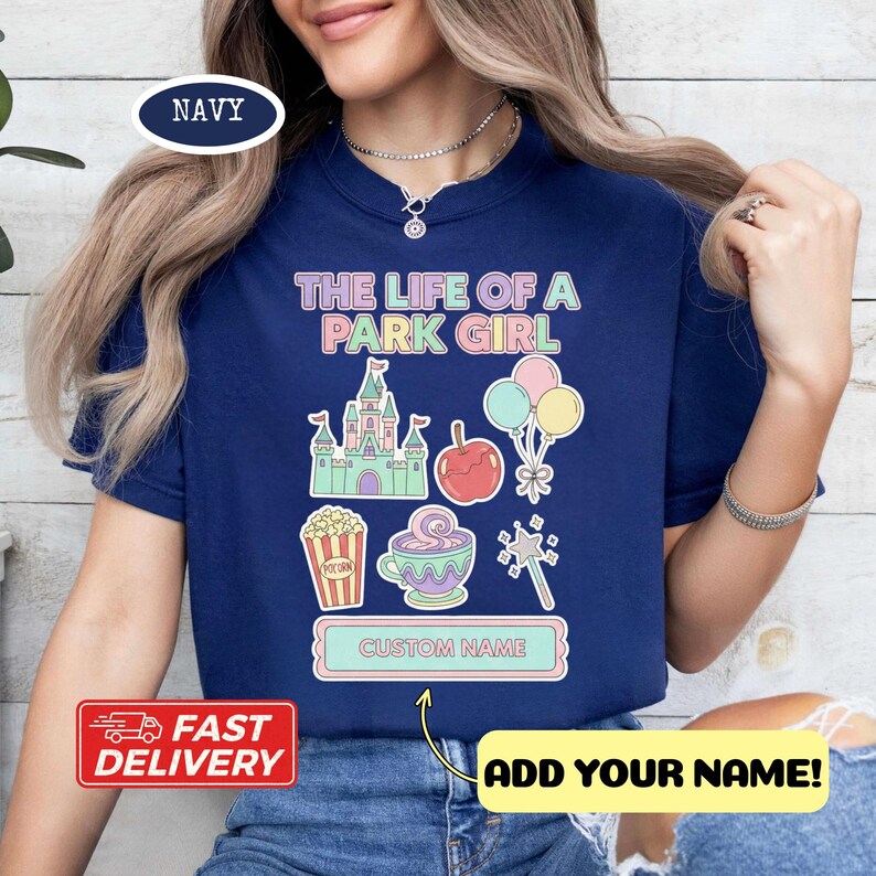 Personalized Park Girl Shirt, Custom Name Disney Tee, Magical Castle ...