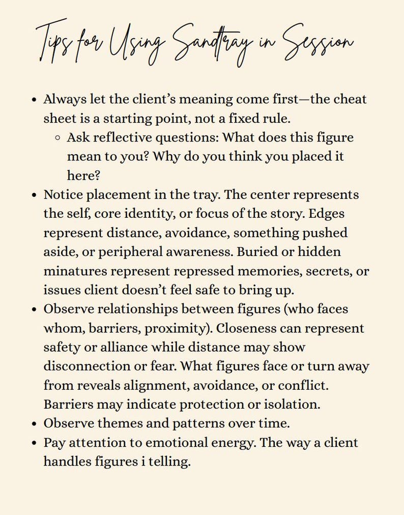 Sandtray Therapy Guide | Symbol Meaning Reference for Counselors ...