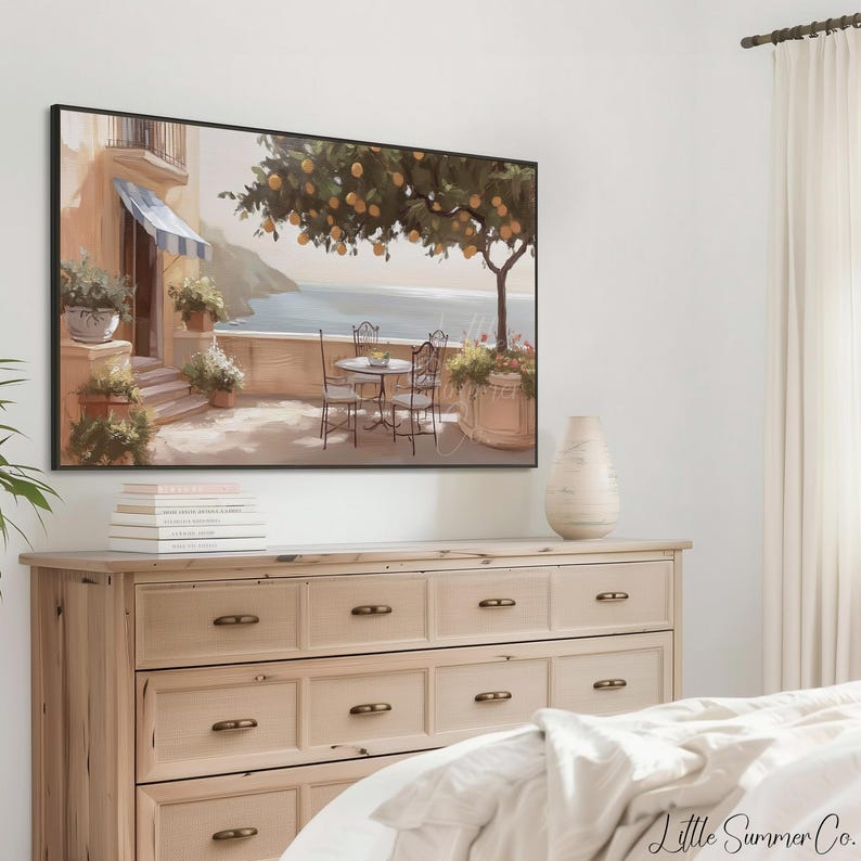 Summer Frame TV Art Orange Tree Terrace, Samsung Frame TV Wallpaper ...