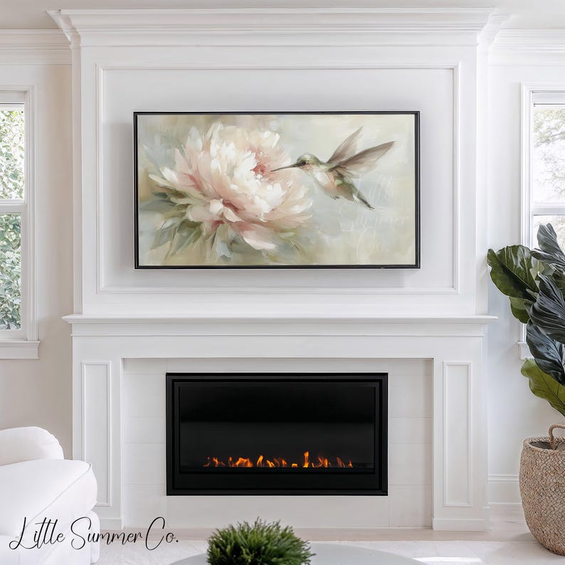Spring Frame TV Art Hummingbird Pink Peony, Samsung Frame TV Wallpaper ...