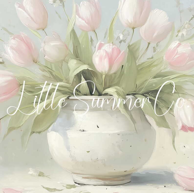 Floral Frame TV Art Pink Tulips in White Vase, Samsung Frame TV ...