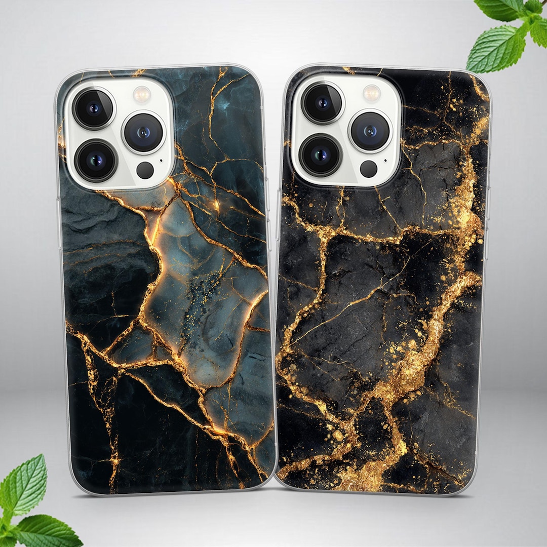 Luxury Black & Gold Marble Phone Case iPhone 17, 16 Pro Max, 15 Plus ...