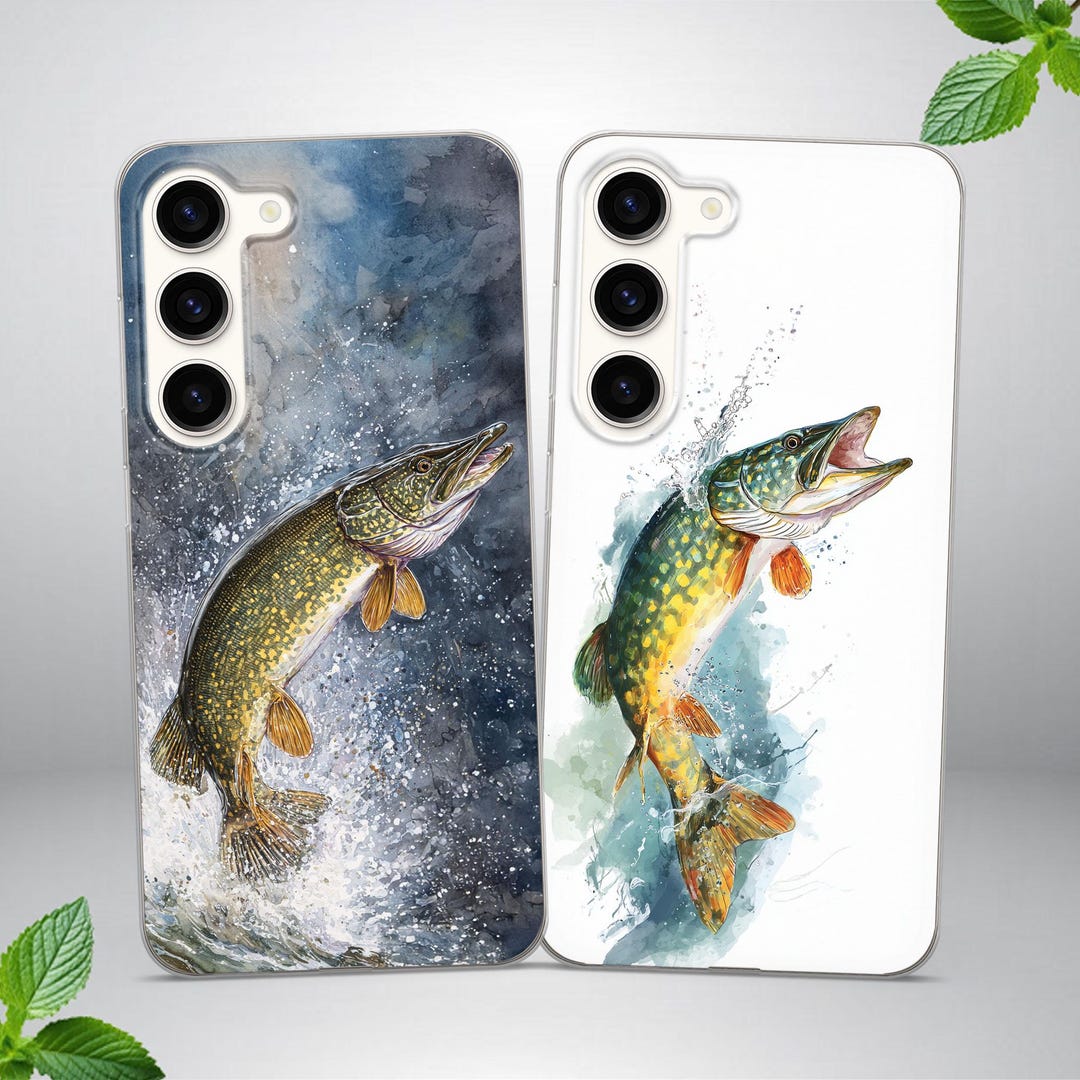 Pike Fish Phone Case – Fishing Art Phone Cover for Samsung S25 FE, S24 ...