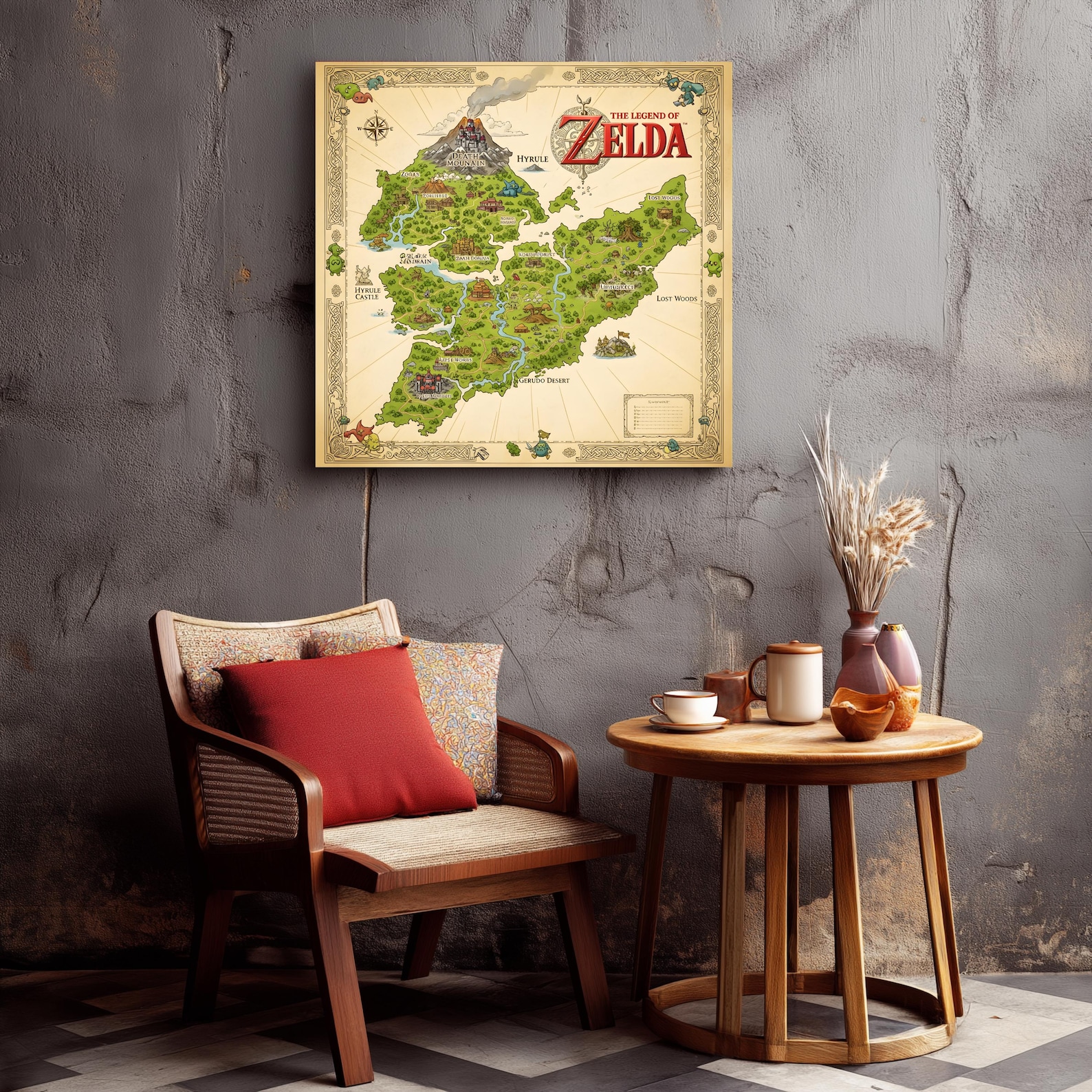 Zelda Hyrule Map Poster: Vintage Style Game Art (digital Download) - Etsy