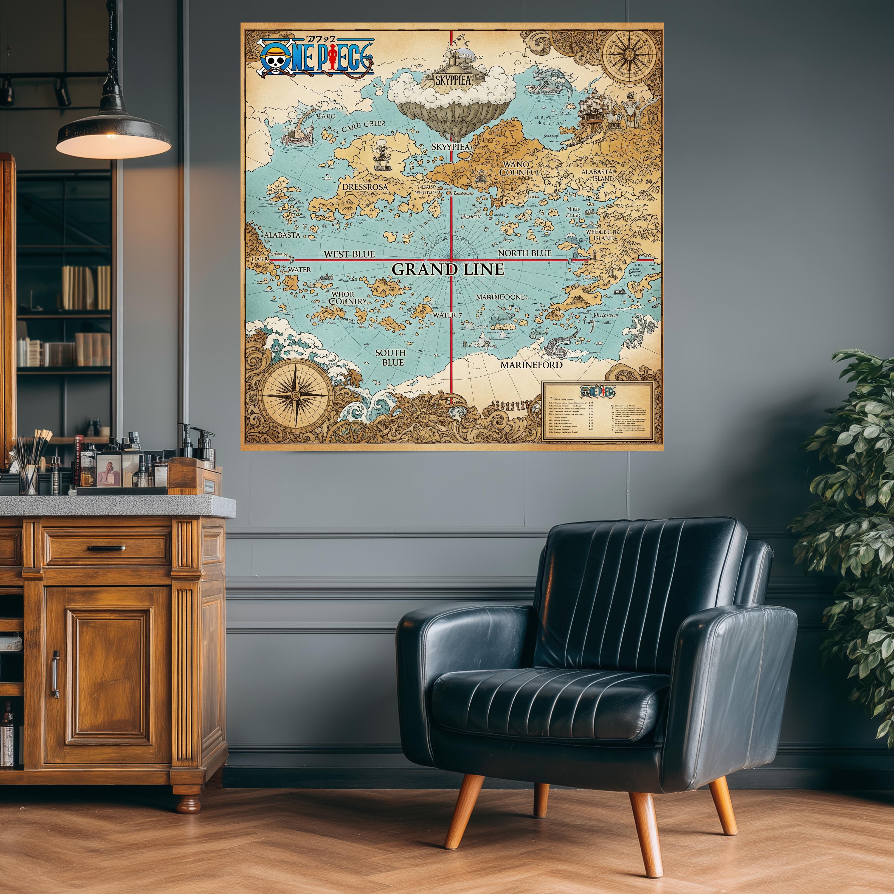One Piece Style World Map Anime Poster: Manga Fan Art Colorful (digital ...